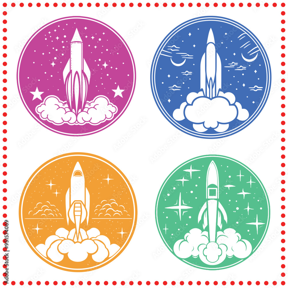 Retro Rocket Launch Illustrations Perfect for Space Themed Projects ...