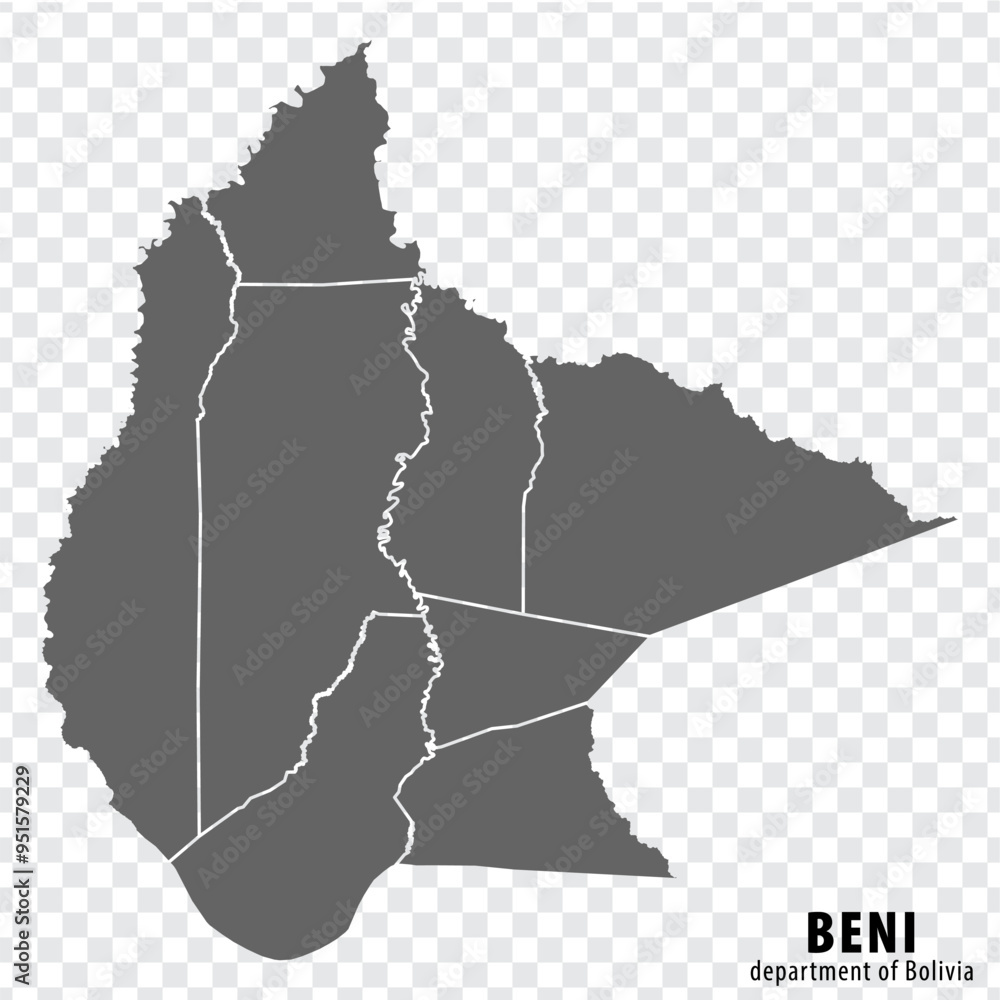 Blank map Beni Department of Bolivia. High quality map Department of ...