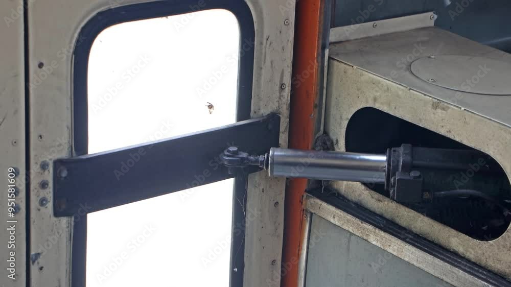 Pneumatic folding bus door system at public transport bus Stock Video ...