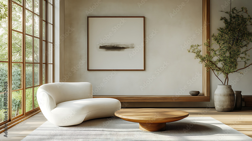 Foto de Interior design of modern living room with accent white ...