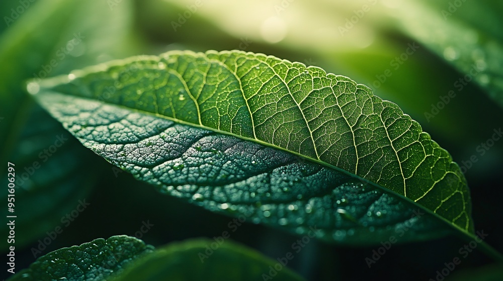 close-up of a plant leaf, visible stomata opening and closing ...