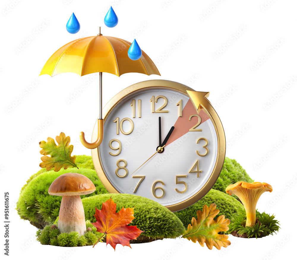 Daylight Saving Time Ends. Fall Back clock showing turning arrow back ...