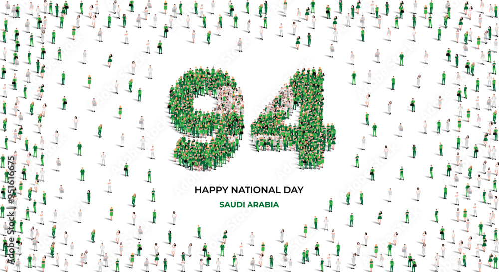 September 23 Happy National Day Saudi Arabia Design. A large group of ...