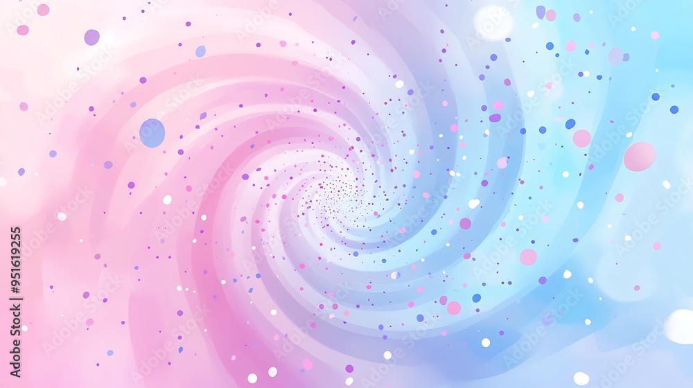 ภาพประกอบสต็อก Whimsical Pastel Swirl Background with Confetti Dots ...
