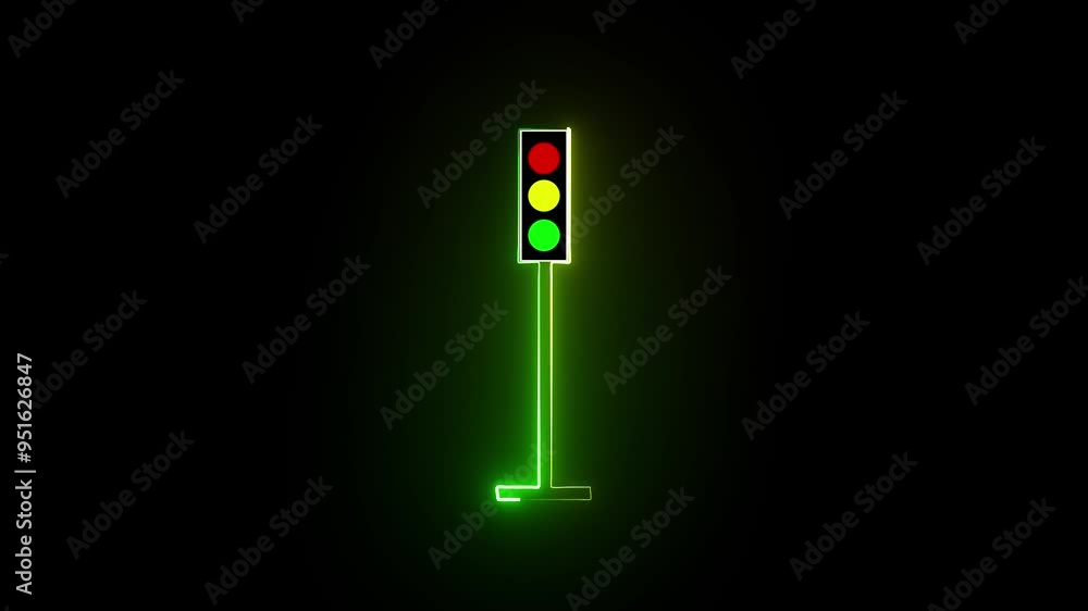 Neon glowing red color road stop sign with big stand symbol concept ...
