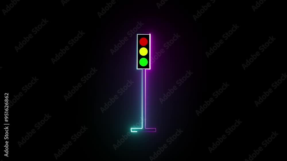 Neon glowing red color stop road sign with big stand symbol or icon ...