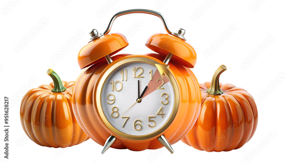 Daylight Saving Time Ends. Fall Back Guide. Pumpkin clocks showing ...