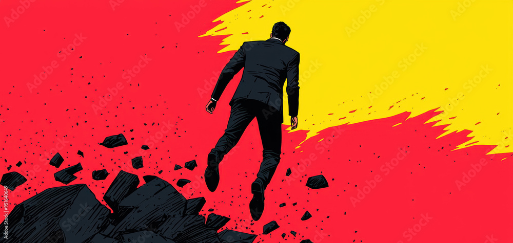 Investor falling into a trapdoor of bad investments, depicting ...