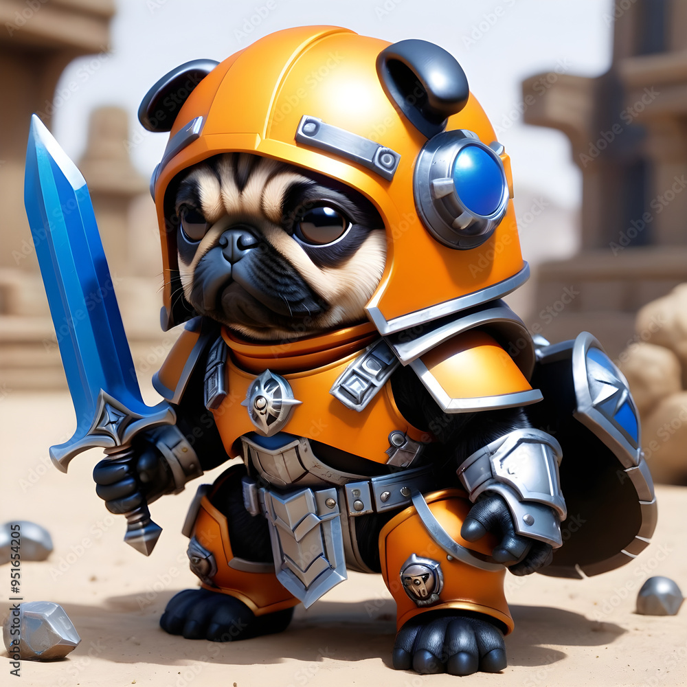 Get ready to smile at this adorable chibi pug wearing oversized orange ...