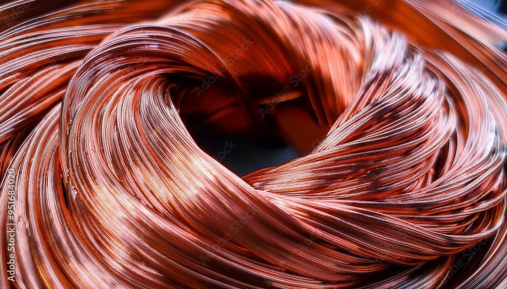 Detail of copper, a scrap material swirl close-up with textured surface ...