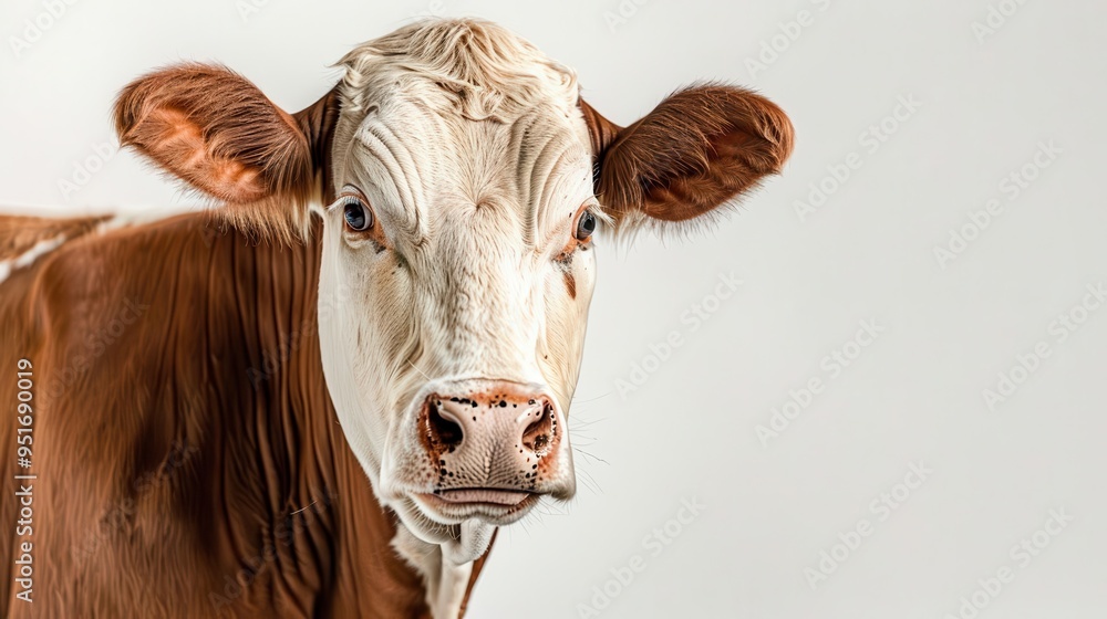 purebred hereford cow on white background livestock and cattle farming ...