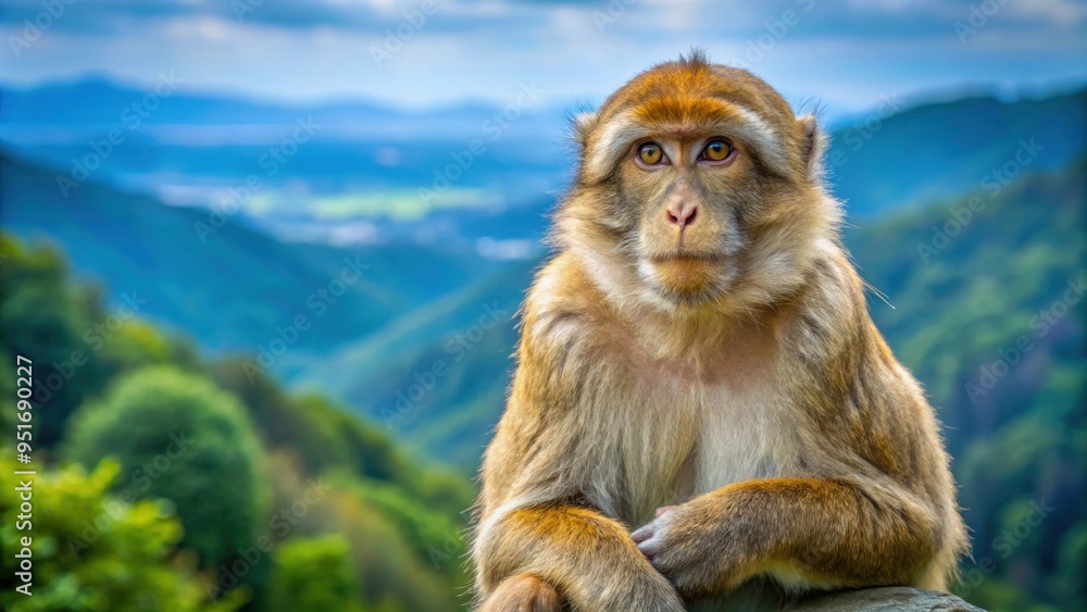Barbary macaque at the monkey mountain in Kintzheimen Alsace, France ...