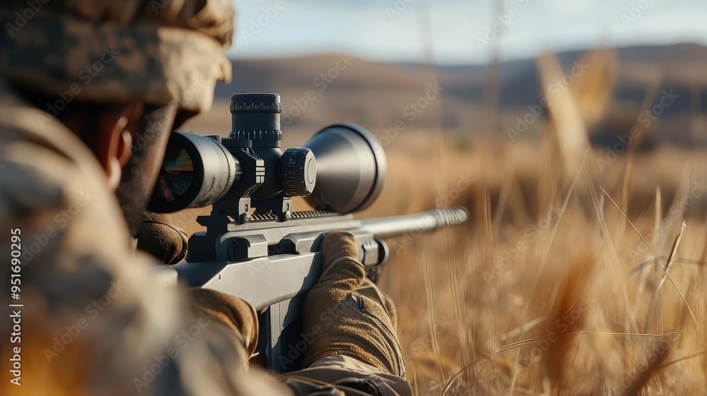 African men in tactical sniper attire, executing precision shots from a ...