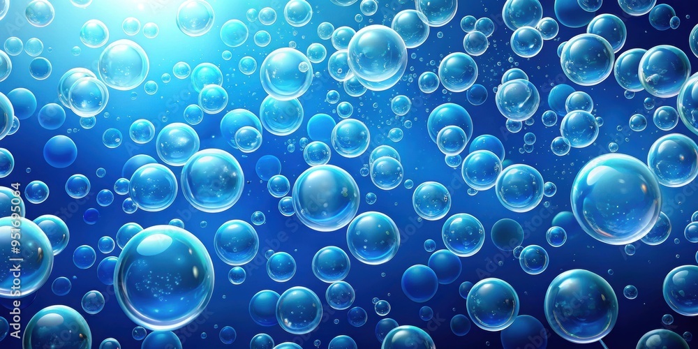 Blue background with a plethora of floating bubbles, blue, background ...
