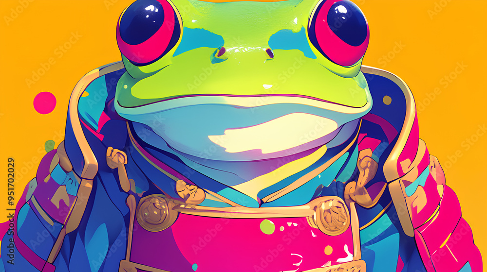 Cute frog wearing Japanese samurai armor, cool poses, cute kawaii ...