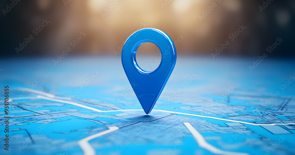 Blue location symbol pin icon sign or navigation locator map travel gps ...