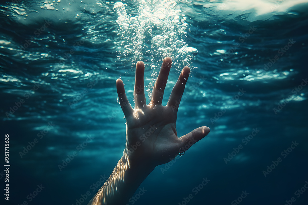 Despair drowning hand underwater danger help accident on urgency sos ...