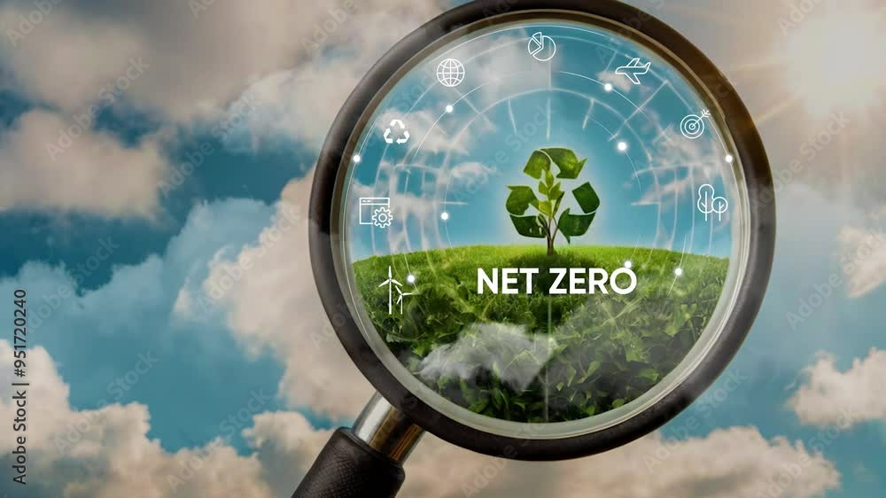 Net Zero Emissions by 2050 policy animation concept,Net zero emission ...