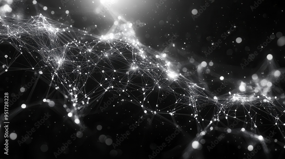 abstract digital wireframe composition depicting a living evolving ...