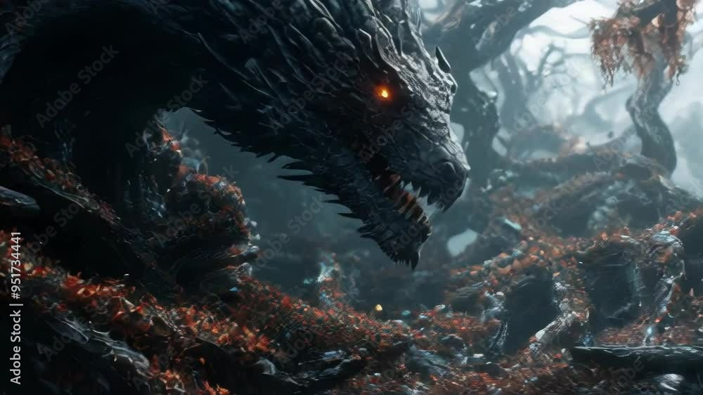 A fearsome dragon guarding the entrance of a labyrinthine maze ...