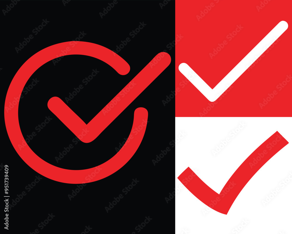 Checkmark icon. Checkmark vector set. tick and cross. red check mark ...