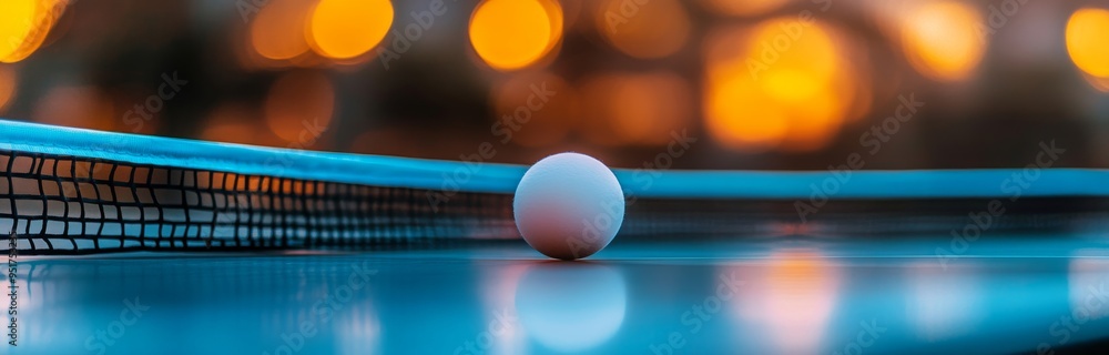 Putting a ping pong ball over a ping pong net on a ping pong rack Stock ...