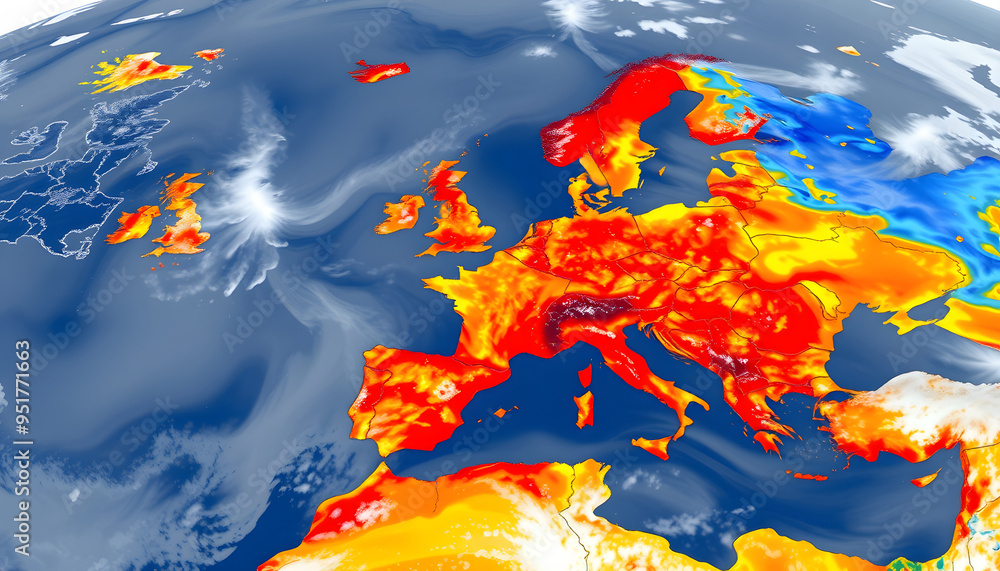 Satellite map illustrates the summer heat on the European continent ...