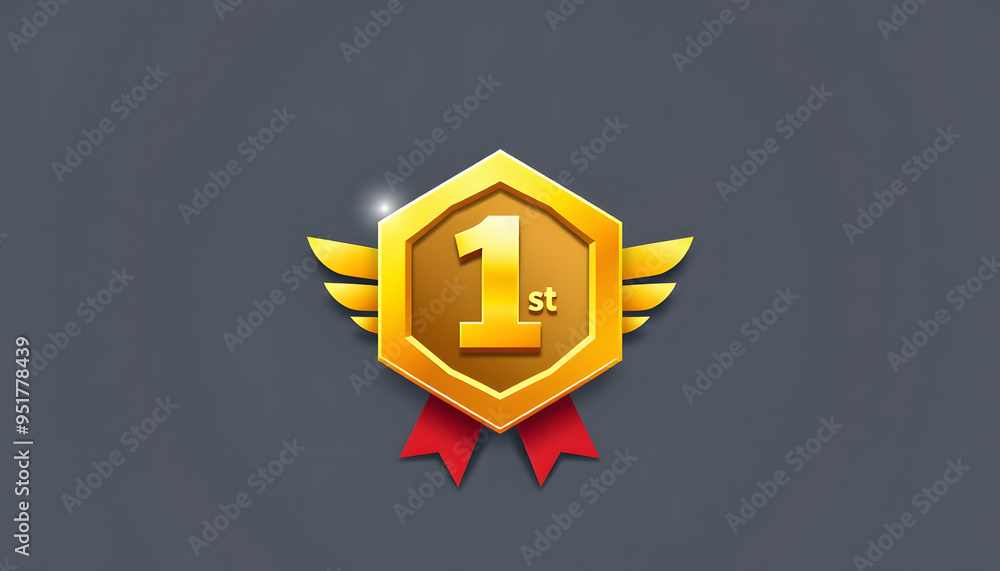 Gold game badge rank medal ui icon vector set. Isolated level trophy ...