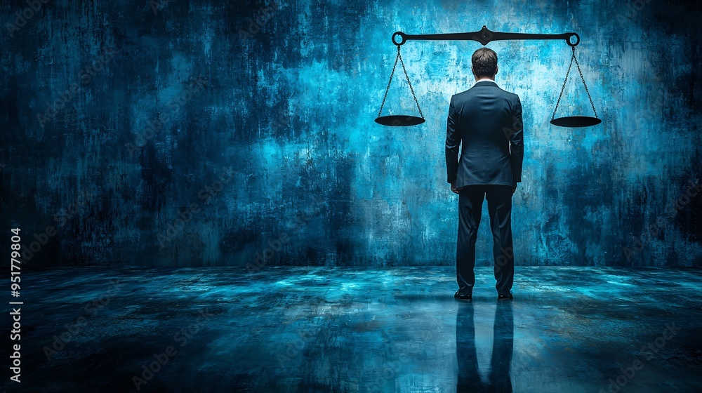 Navigating Ethical Dilemmas Businessman Weighing Options with Balance ...