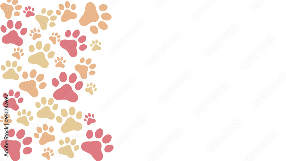 Seamless pink and neutral colors dog or cat paw prints. Animals print ...