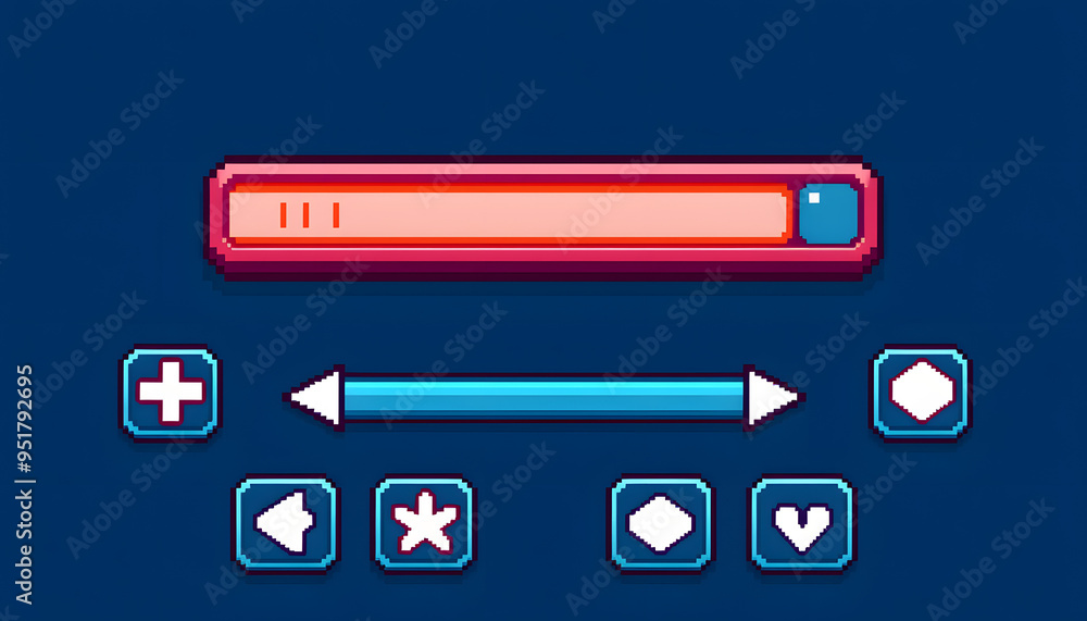 Pixel game menu resources, level, live bars and buttons. Game interface ... Pixel game menu resources, level, live bars and buttons. Game interface ...