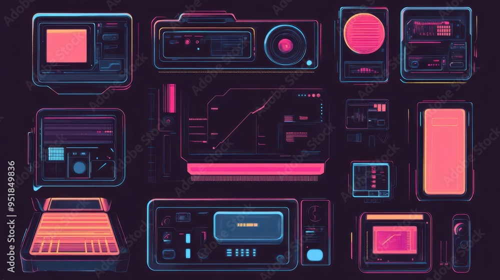 y2k style computer interface elements retro tech aesthetic sticker set ...