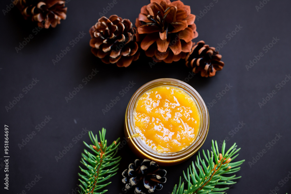 Cone jammed against . top view fruit concept. a cone of sweets with jam ...