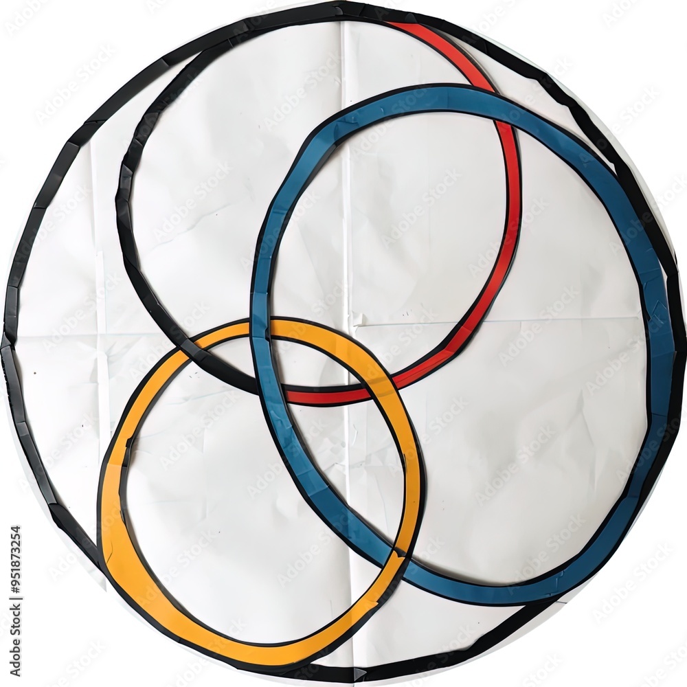 A circular design consisting of three interlocking rings on a white ...