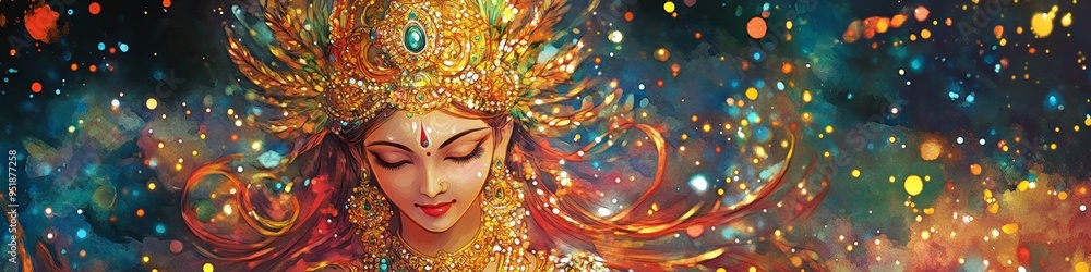 Beautiful Hindu Goddess Durga Mata,Ethereal Durga Mata: Vibrant ...