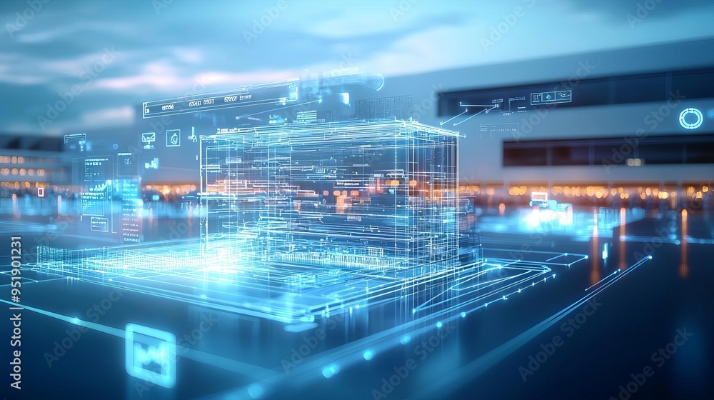 A high-tech logistics center with real-time data on workflow ...