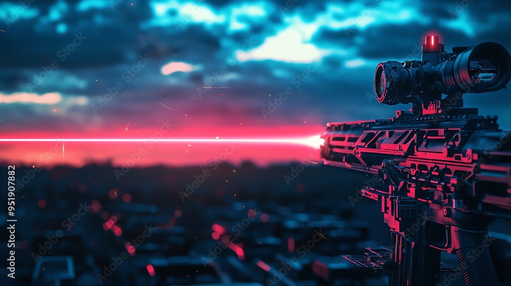 Defense technologies using laser optics, visualizing advanced military ...