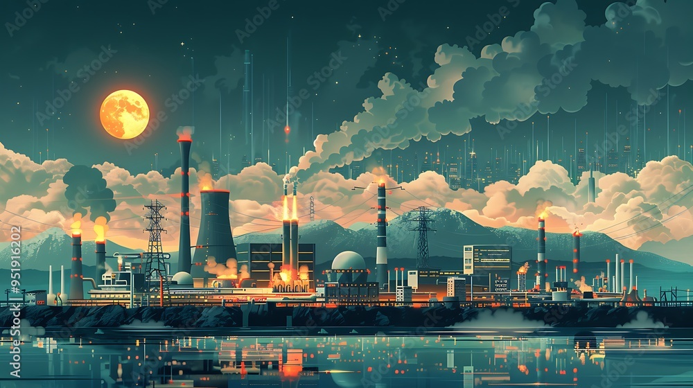 A vibrant and detailed illustration of the history of nuclear energy ...