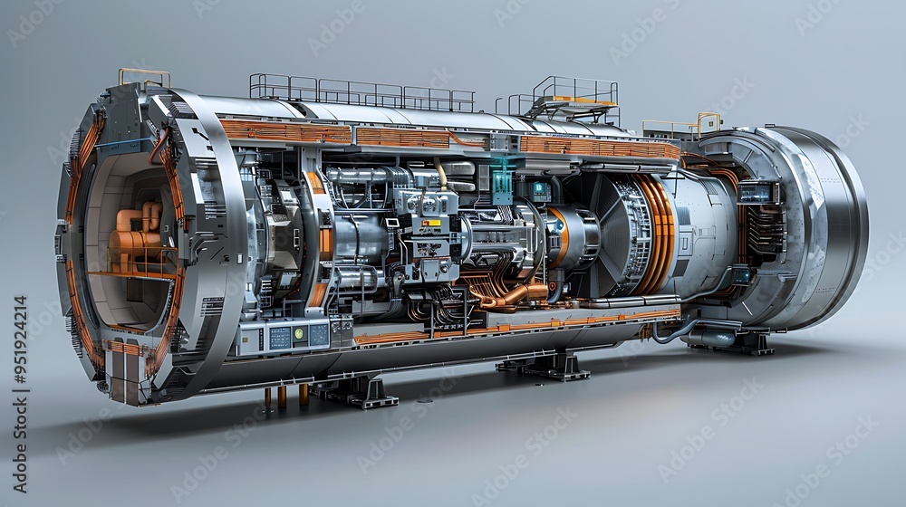 A highly detailed and technical cross-section of a nuclear fission ...