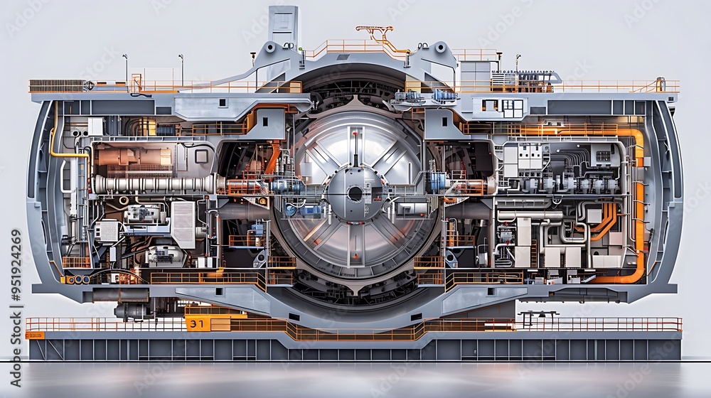A highly detailed and technical cross-section of a nuclear fission ...