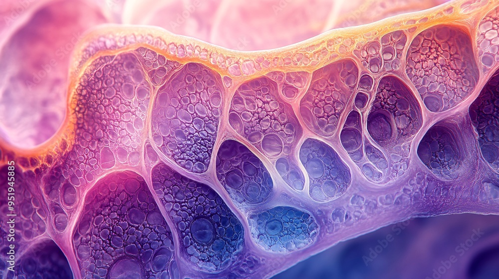 scientific illustration, cross-section of a plant stem, detailed ...
