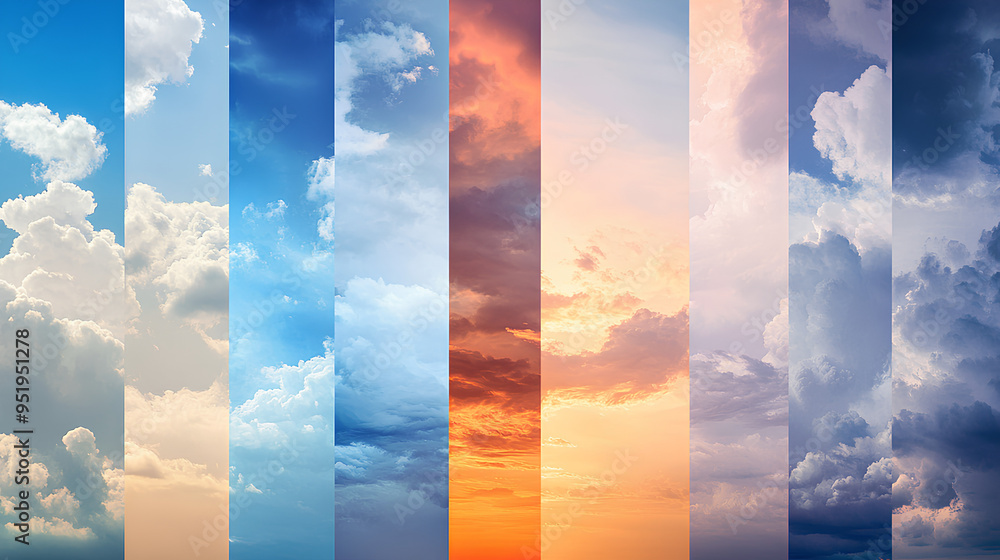 banner design collage displays photos of the sky under various weather ...
