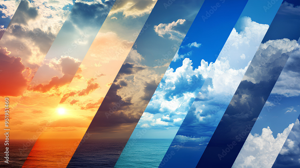 banner design collage displays photos of the sky under various weather ...