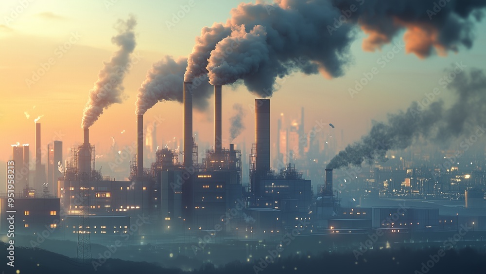 Industrial Emissions and Ozone Depletion, A detailed illustration ...
