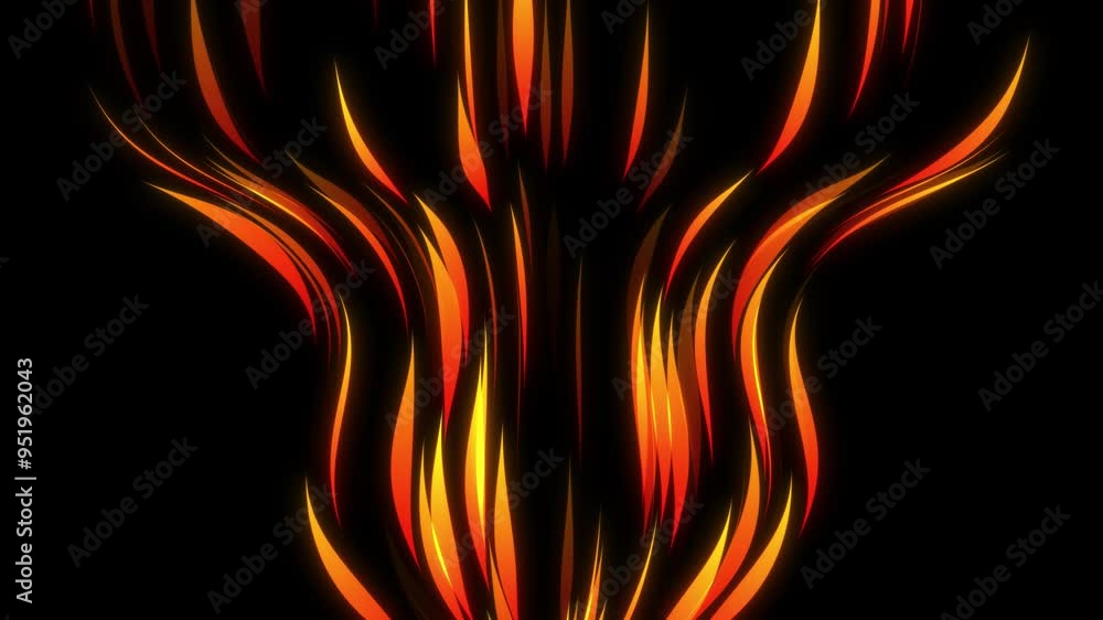 2d fire river, flow of bright orange and red wavy lines, wave ...