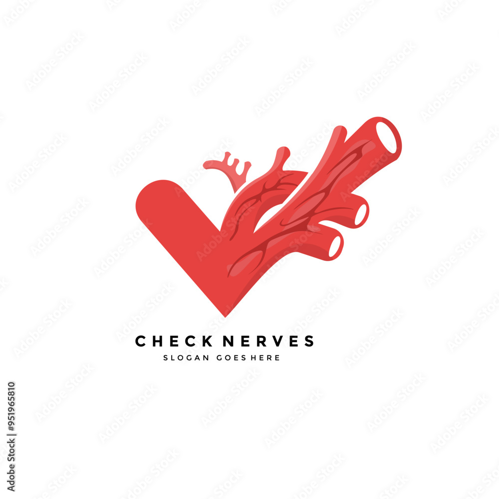 check mark logo with nerves. creative vector illustration of health ...