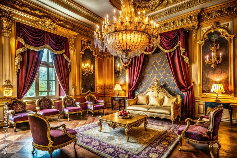 rich regal baroque inspired opulent gold leaf ornate furniture lavish ...