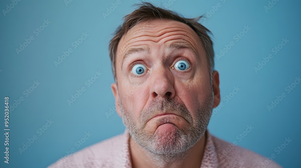 29. A middle-aged person showing confusion with a furrowed brow and ...