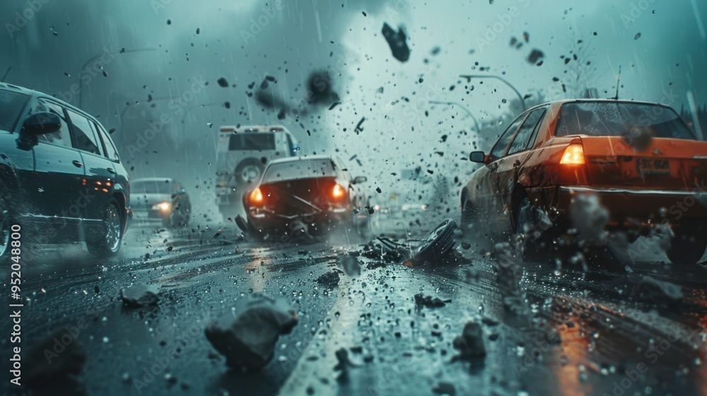 Multi-Car Pileup: On a foggy highway, a sudden stop triggered a chain ...