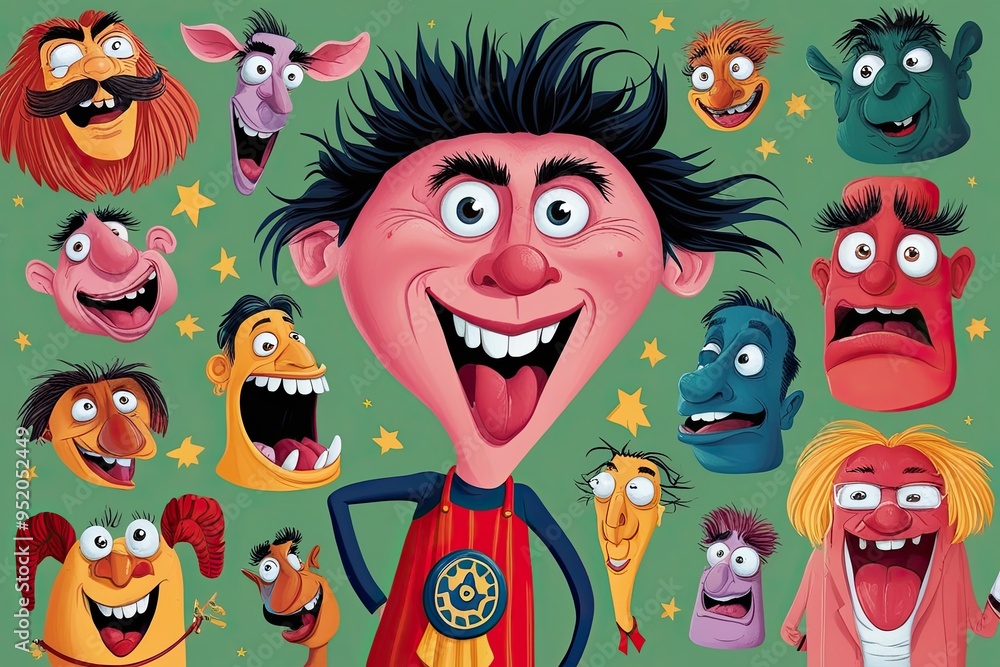 Eccentric Character Illustration Featuring Lively Expressions and ...